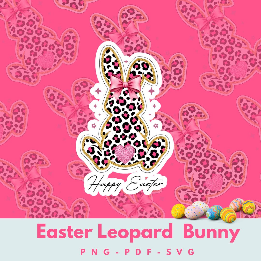Happy Easter Leopard Print Bunny PNG | Retro Coquette Easter Bunny PNG ...