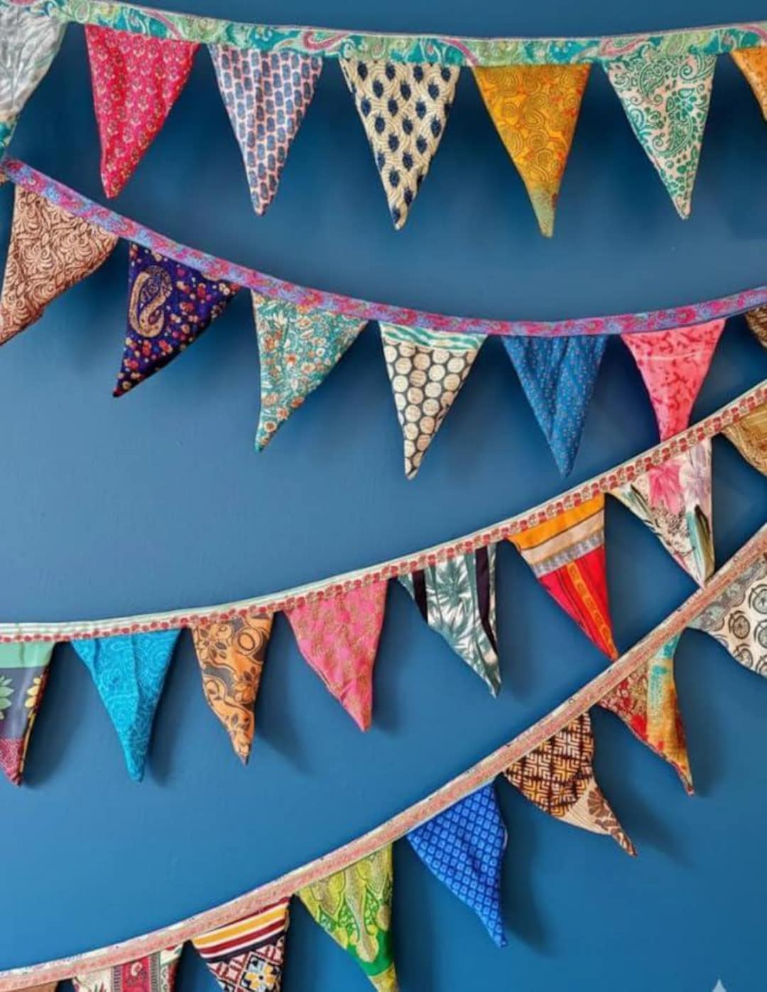 Indian Fabric Bunting Recycled Garland Bunting Handmade Bunting Garden ...