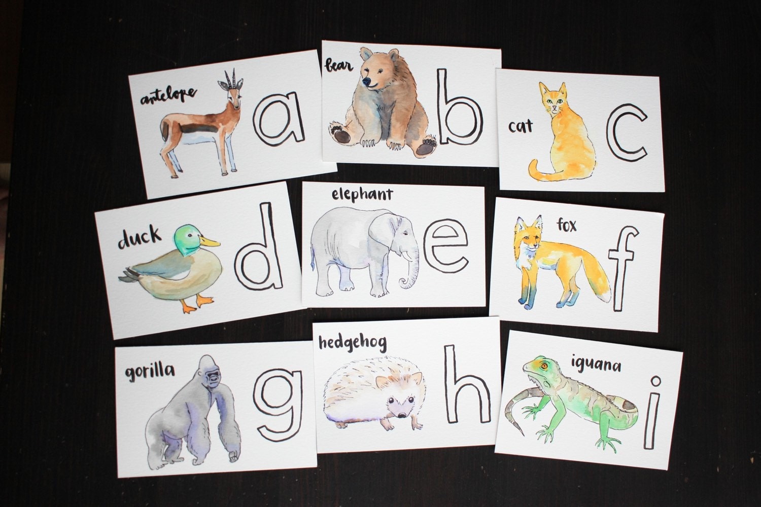 Animal Handwriting Practice Cards cursive Watercolor - Etsy