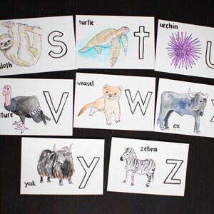 Animal Handwriting Practice Cards cursive Watercolor - Etsy
