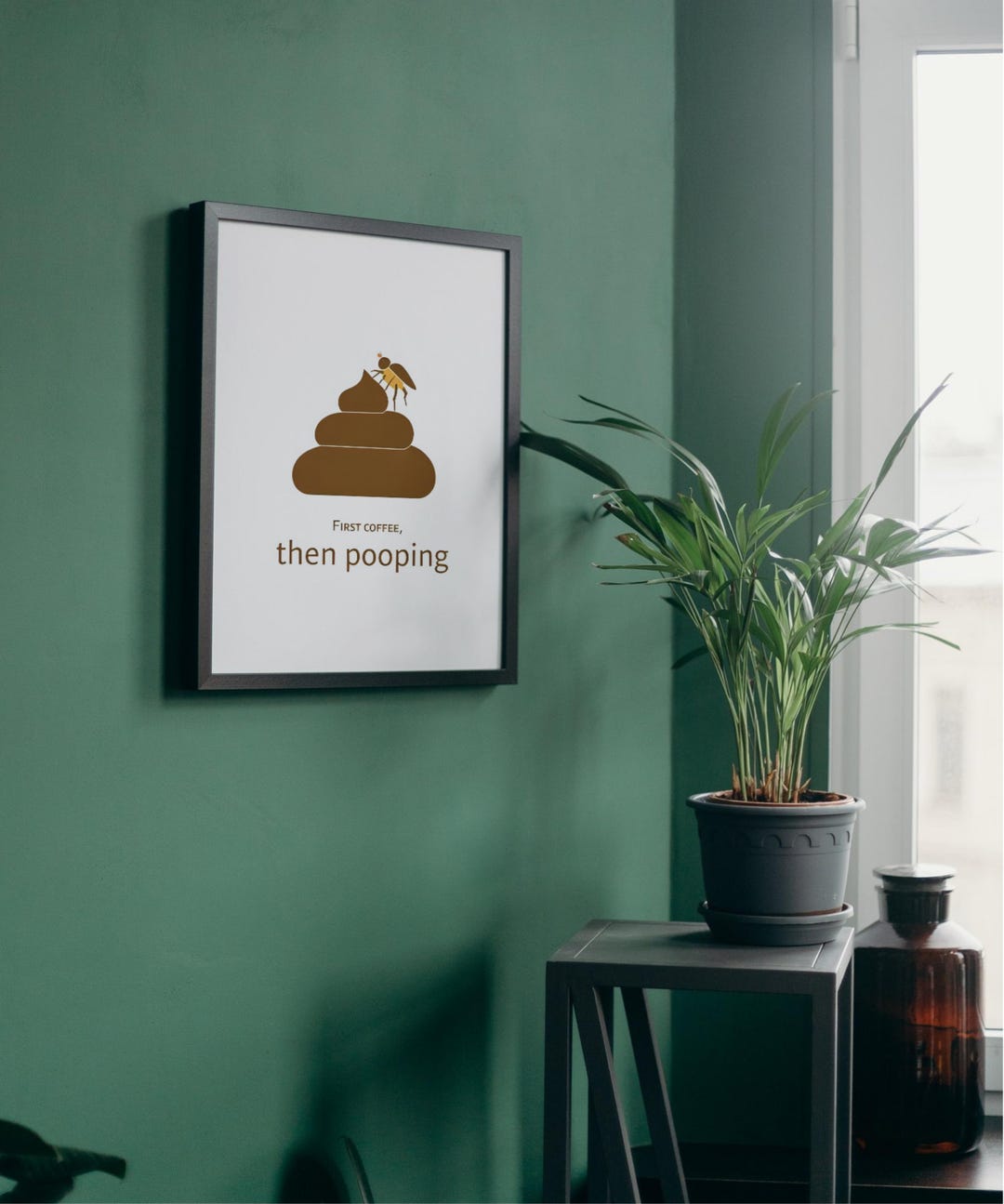 Funny Coffee Pooping Bathroom Poster: Quirky Toilet Humor Print ...