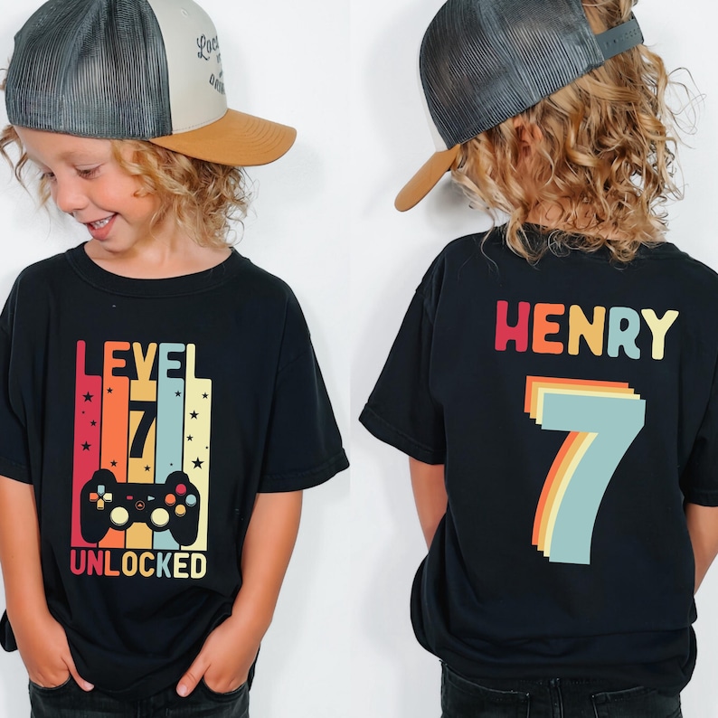 Level 7 Unlocked Birthday Tee – Personalized Gamer Shirt for Boys - Etsy