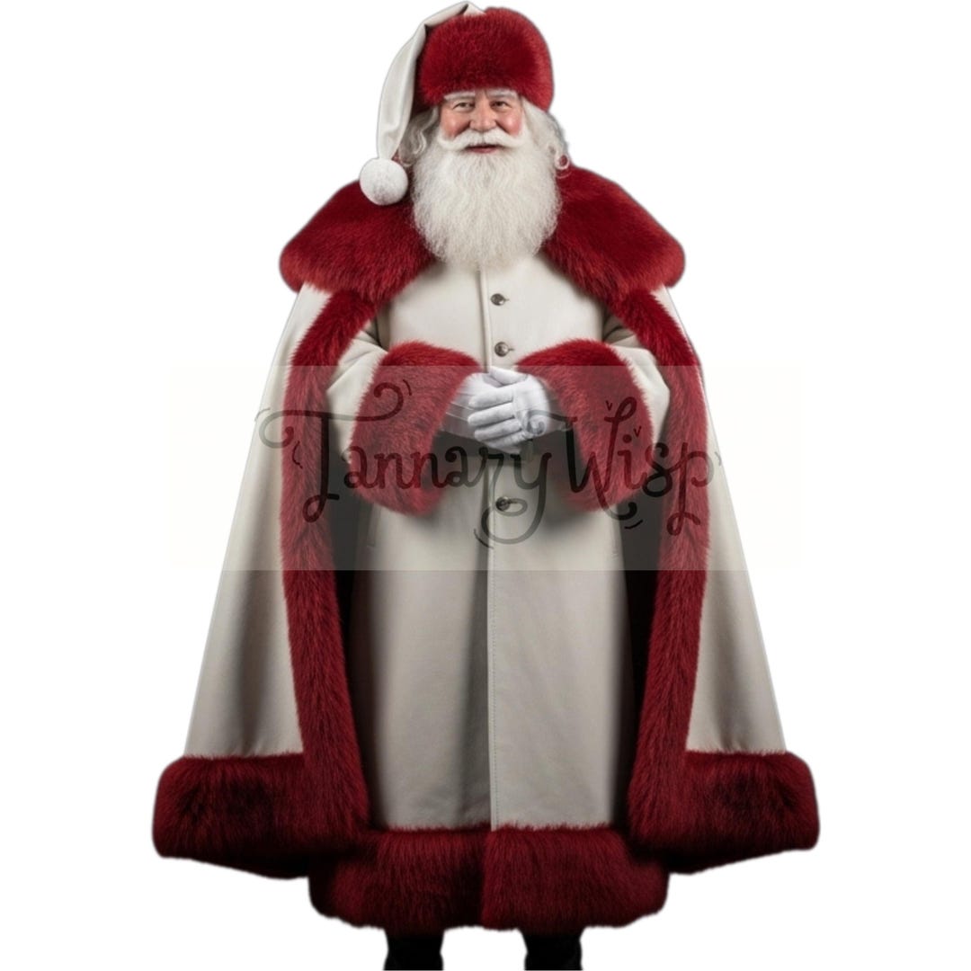 Leather Santa Costume - Santa Coat,cloak and Cap With Red Fur - Etsy