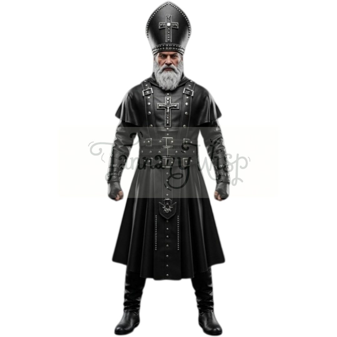Leather Priest Costume -medieval Bishop Costume With Leather Robe ...