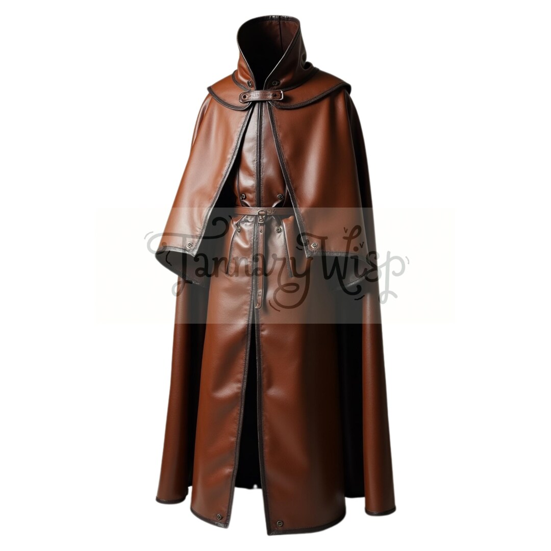 Mystic Wanderer Brown Cloak--men’s Earth-toned Leather Cloak ...