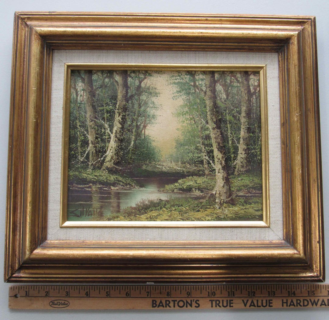 Vintage Oil Painting, Landscape Trees River, Robert Sills Gallery ...