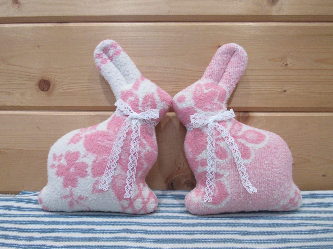 Pink Easter Bunny, Upcycled Soft Rabbit, Shabby Country Decor, Gift for ...