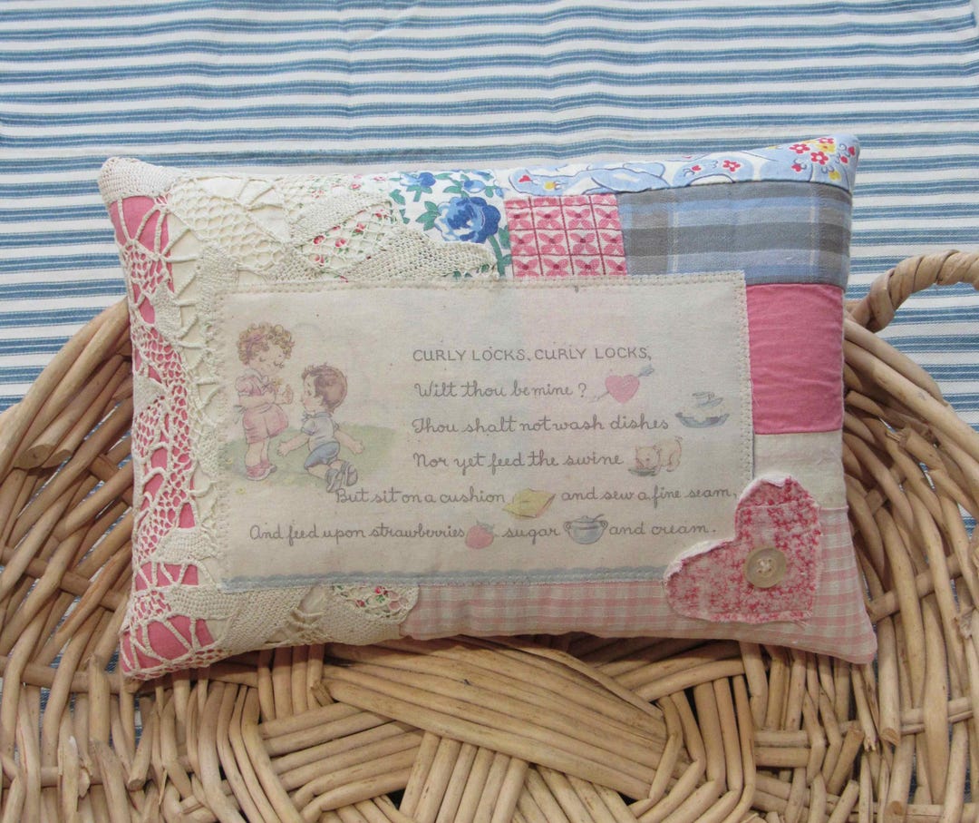 Nursery Rhyme Pillow Tuck, Curly Locks Poem, Upcycled Farmhouse Decor ...