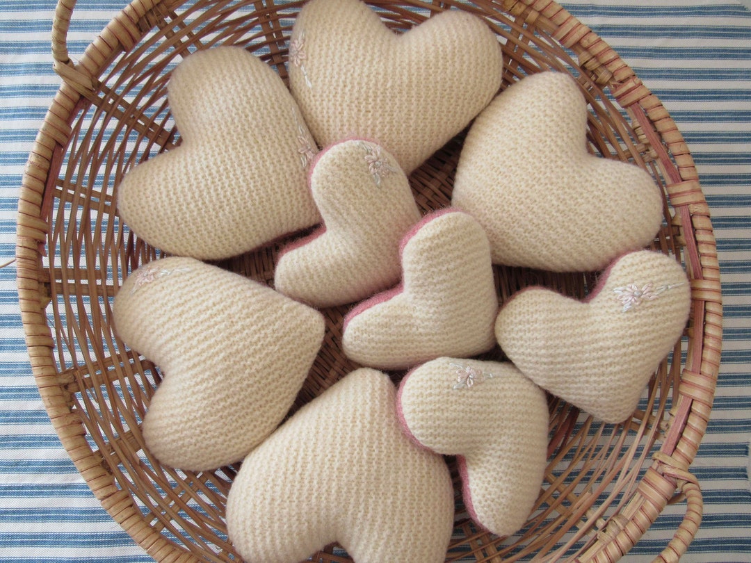 Cream Hand Knit Hearts Set of 9 Soft Textured Hearts - Etsy