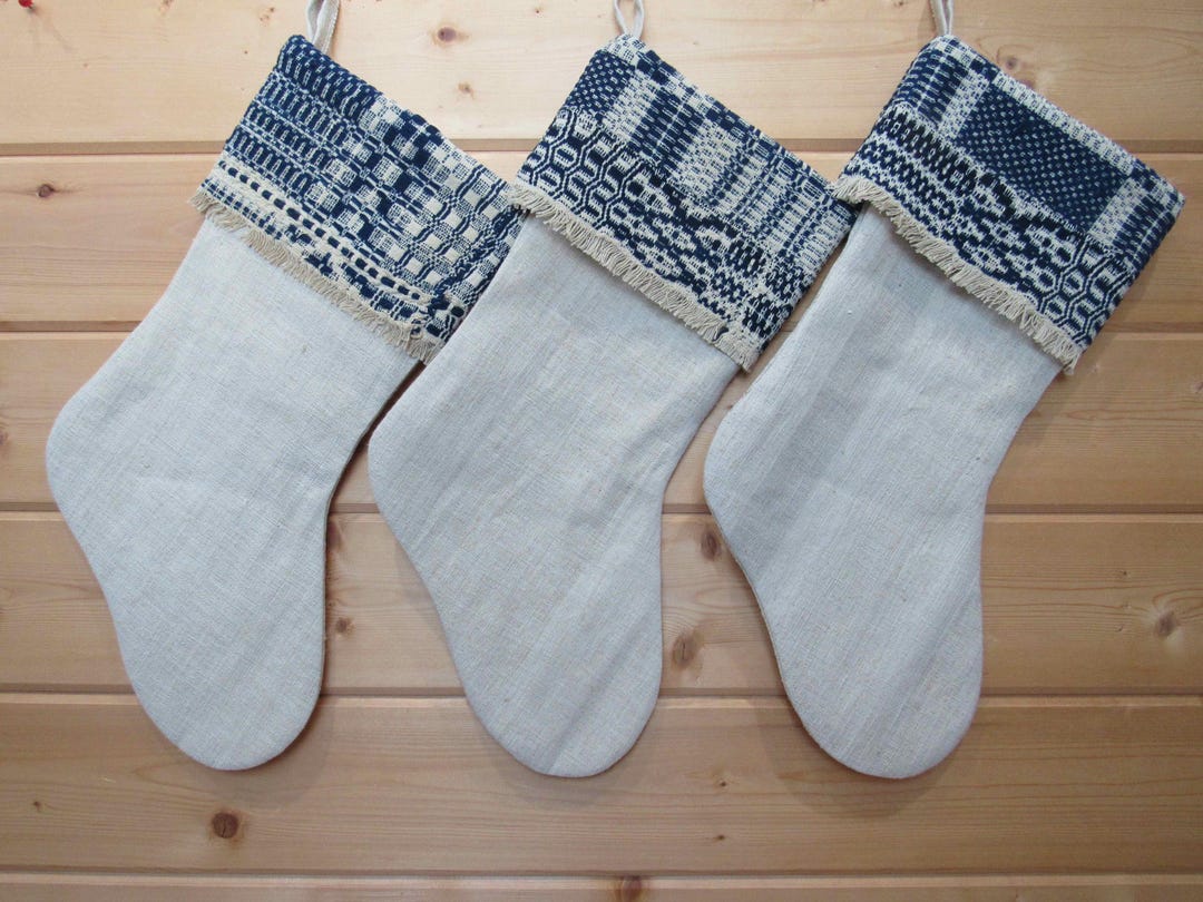 Primitive Homespun Stockings, Colonial Country Decor, Vintage Navy ...