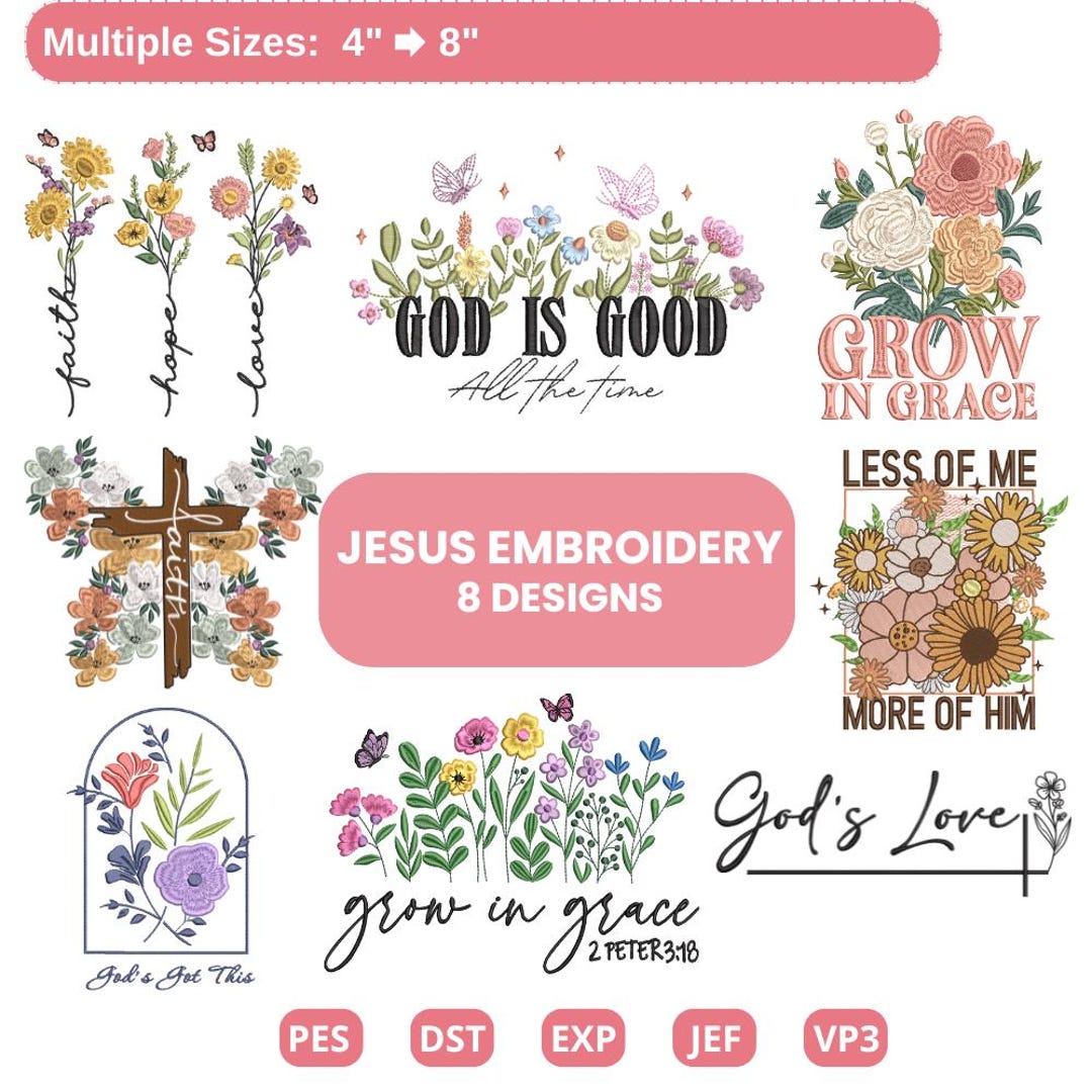 Christian Embroidery Design Bundle, God and Bible Verse Quotes File for ...