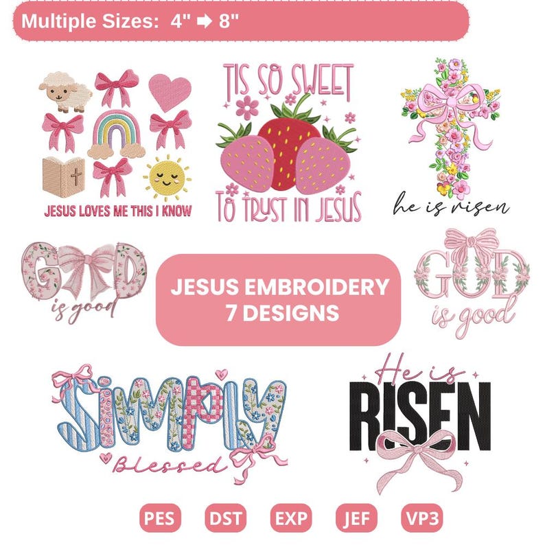 Christian Embroidery Design Bundle, God and Jesus Faith Quotes File for ...