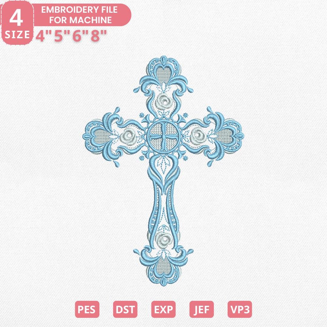 God Cross Embroidery Design for Catholics, Prayer Christian Cross ...