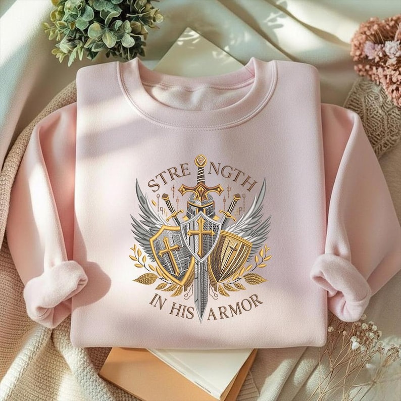 Armor of God Embroidery Design, Strength in His Armor, Christian Cross ...