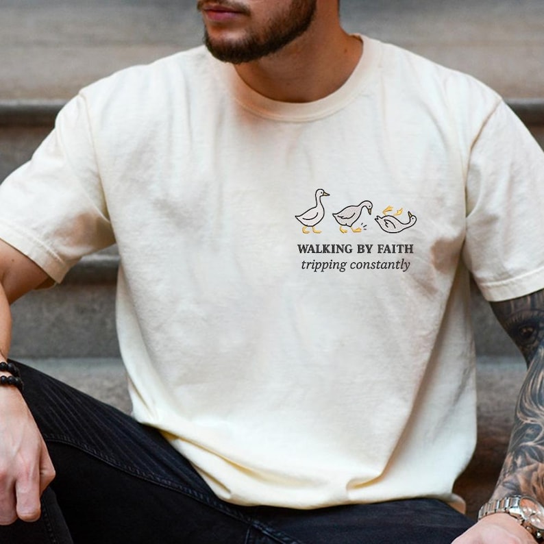 Walking by Faith, Tripping Constanly Embroidery Design, Funny Goose ...
