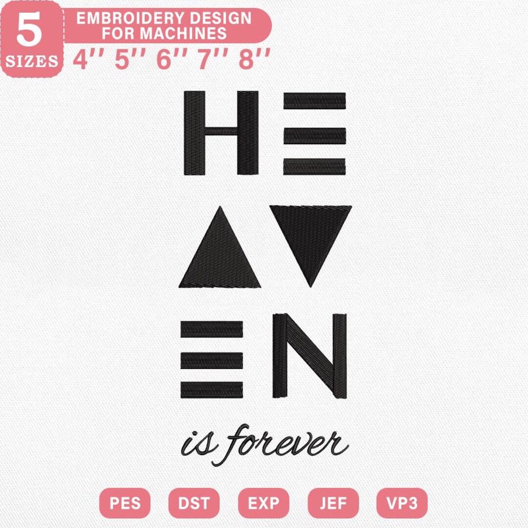 Heaven is Forever Embroidery Design, Modern Geometric Faith Quote ...