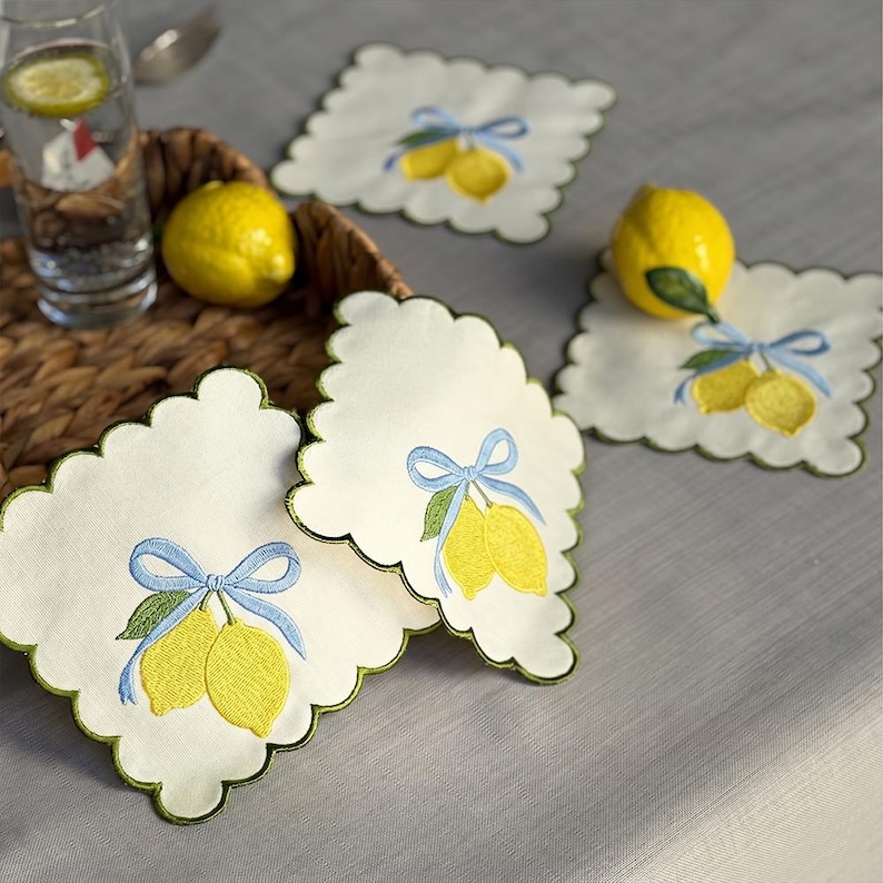 ITH Cocktail Napkin Frame Embroidery Design | Scalloped Border Bundle ...