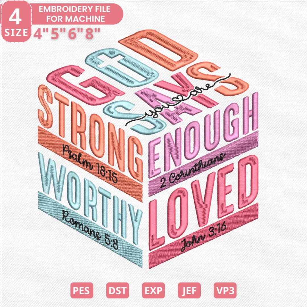God Says You Are Strong Worthy Loved Enough Design, Bible Verse Design ...
