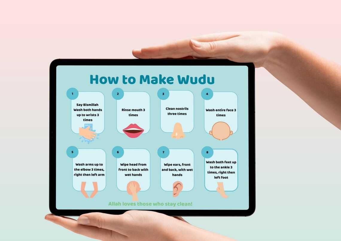 How to Make Wudhu for Kids Islamic Ablution Steps Poster Muslim ...