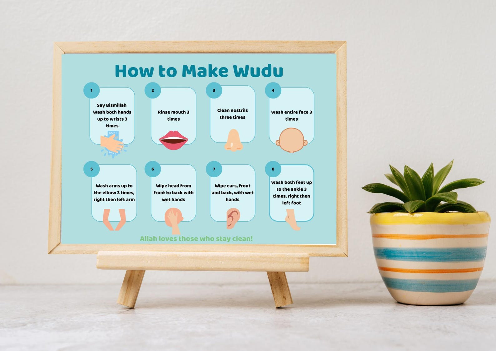 How to Make Wudhu for Kids Islamic Ablution Steps Poster Muslim ...