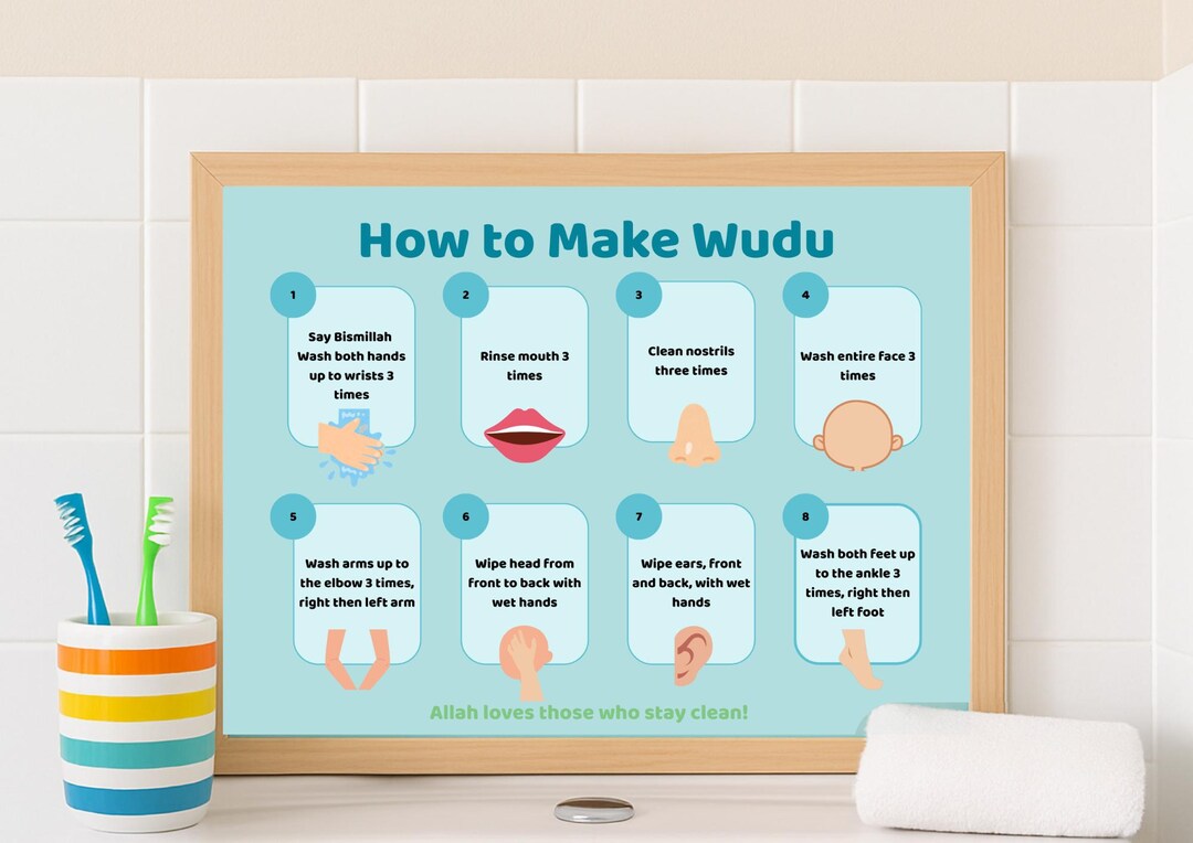 How to Make Wudhu for Kids Islamic Ablution Steps Poster Muslim ...