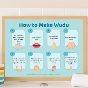 How to Make Wudhu for Kids Islamic Ablution Steps Poster Muslim ...
