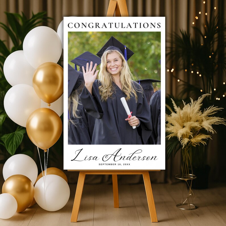 Graduation Welcome Sign Canva Template | Editable Photo Collage Poster ...