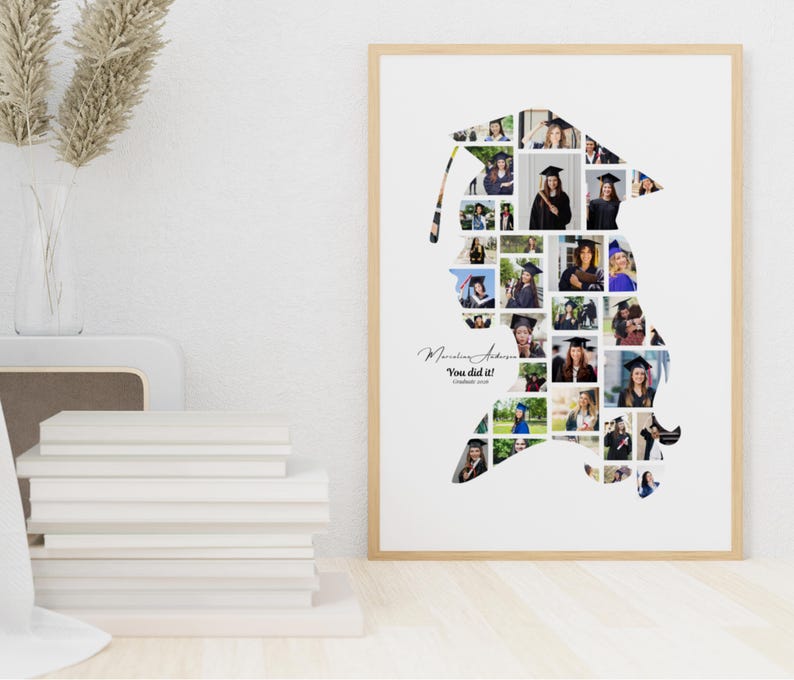 Graduation Photo Collage Canva Template – Graduate Silhouette Poster ...