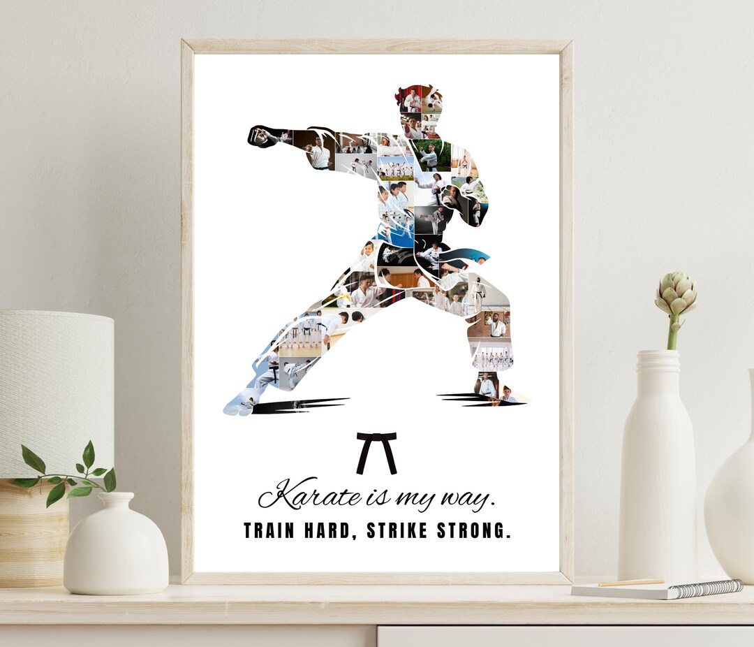 Karate Photo Collage Canva Template, Custom Fighter Outline Artwork ...