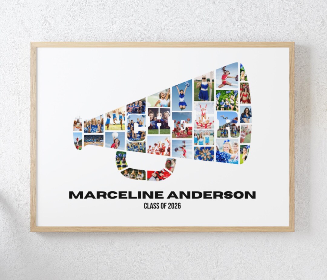 Cheerleader Photo Collage – Personalized Cheer Gift – Custom Megaphone ...