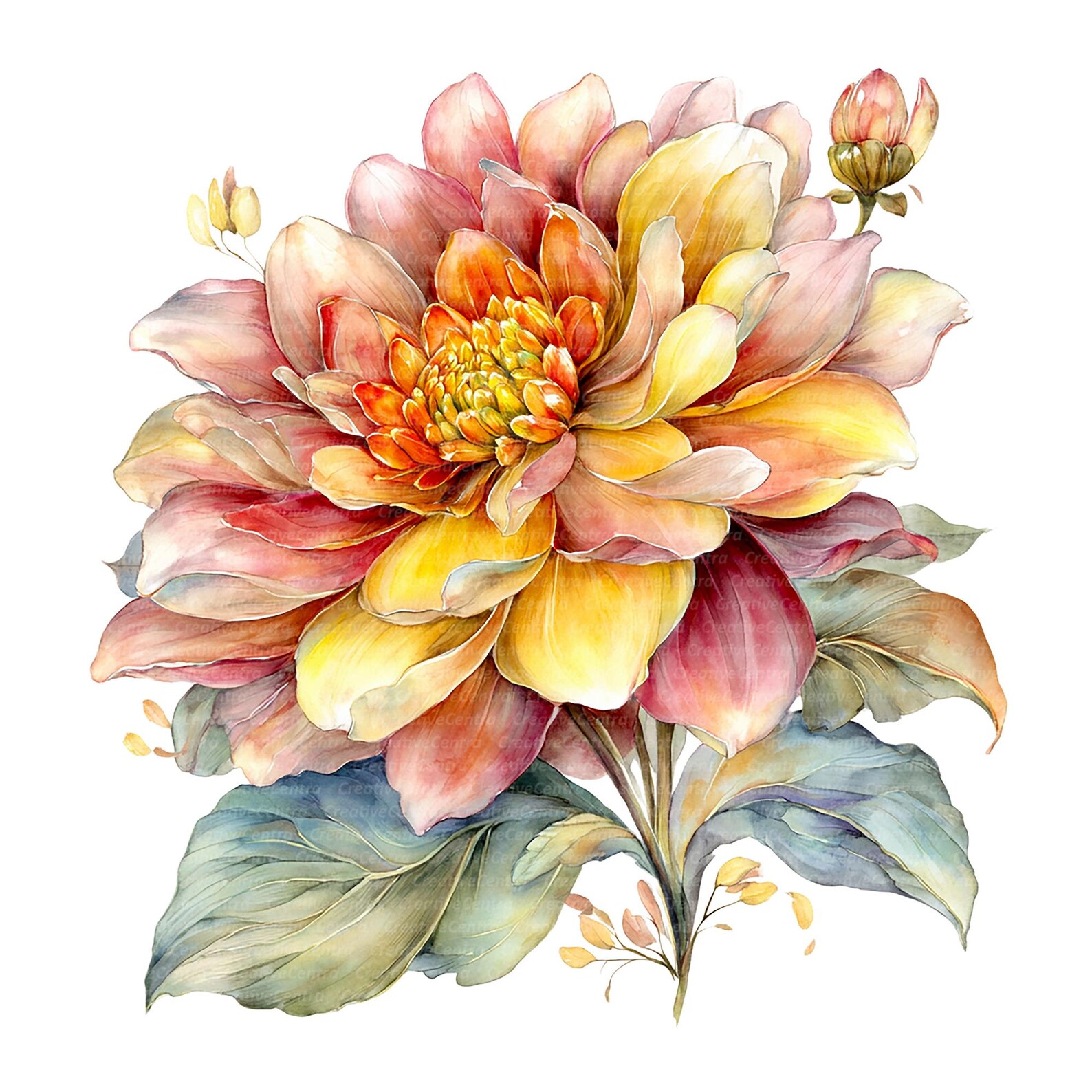 Watercolor Floral Clipart Set: Abstract Boho Flowers (digital Download ...