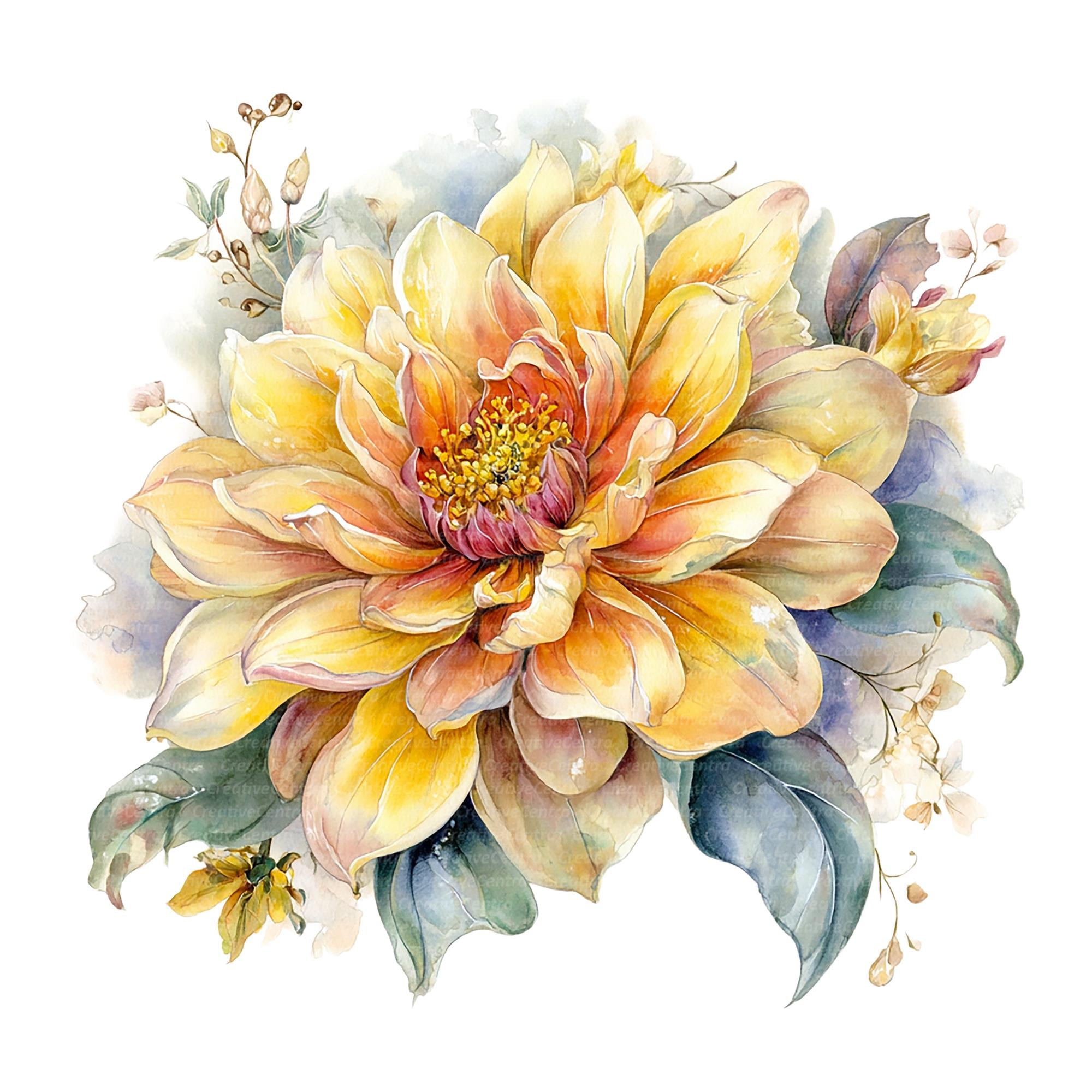 Watercolor Floral Clipart Set: Abstract Boho Flowers (digital Download ...