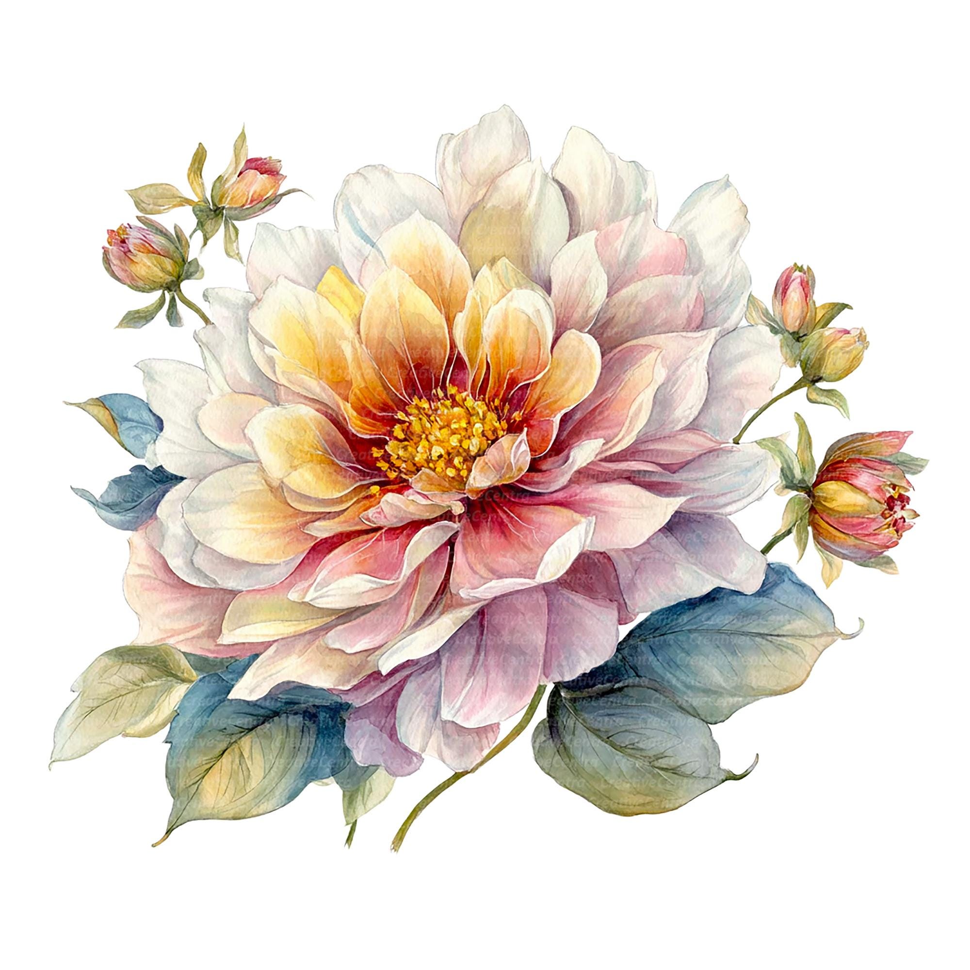 Watercolor Floral Clipart Set: Abstract Boho Flowers (digital Download ...
