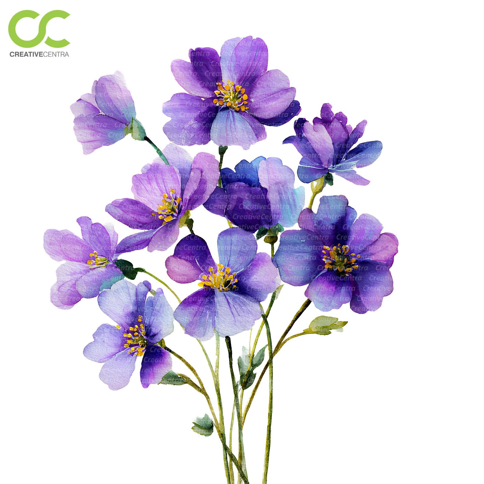 Violet Flower Clipart Bundle, 10 Watercolor Purple Bouquets, Wedding ...