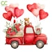 12 Red Valentine Truck Clipart With Teddy Bear, Hearts & Gifts ...