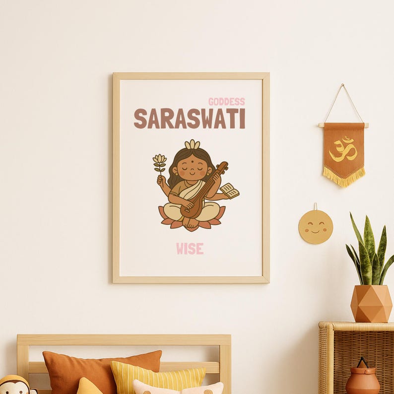 Goddess Saraswati Poster for Kids | Montessori Hindu Wall Art | Digital ...