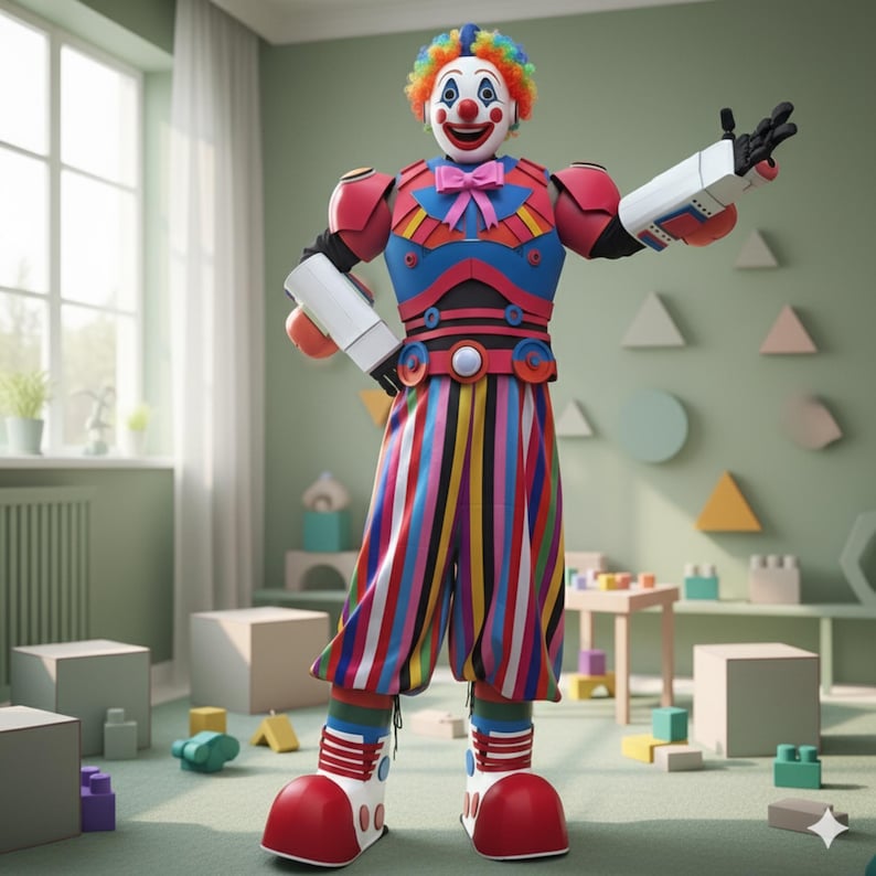 Robot Clown Costume for Adults – Colorful Circus Entertainer Outfit ...