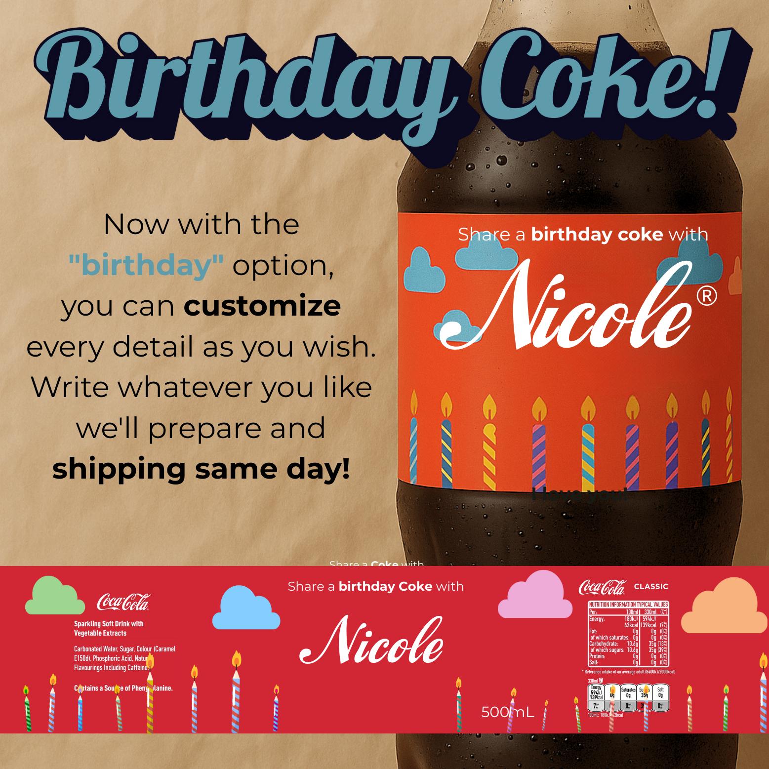 Personalized Coca-cola Label Sticker, Custom Name With Coca Cola, Coke ...