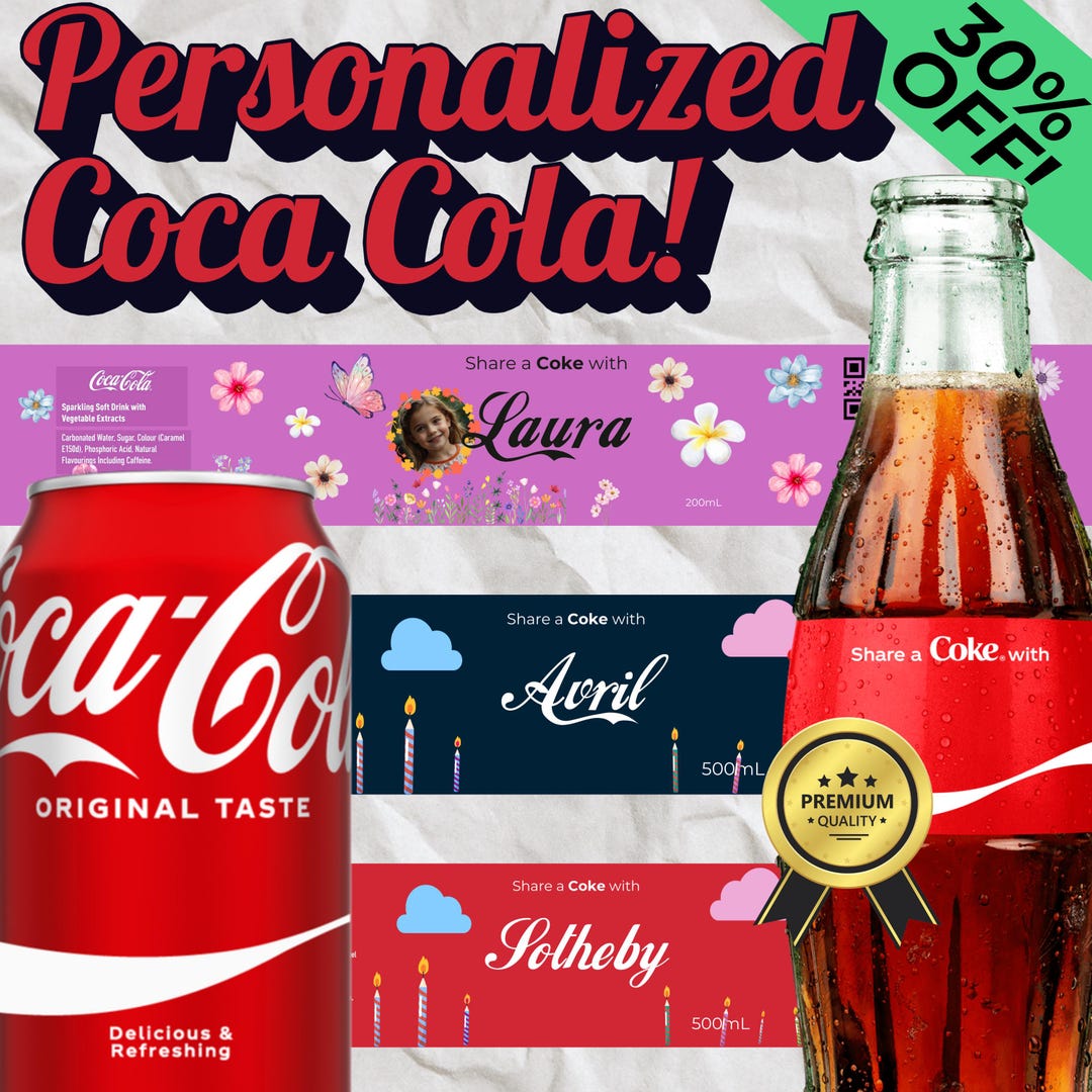 Personalized Coca-cola Label Sticker, Custom Name With Coca Cola, Coke ...