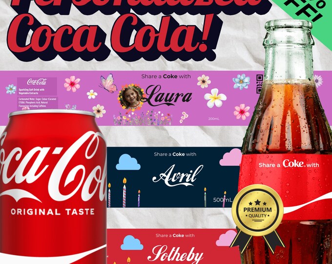 Personalized Coca-cola Label Sticker, Custom Name With Coca Cola, Coke ...