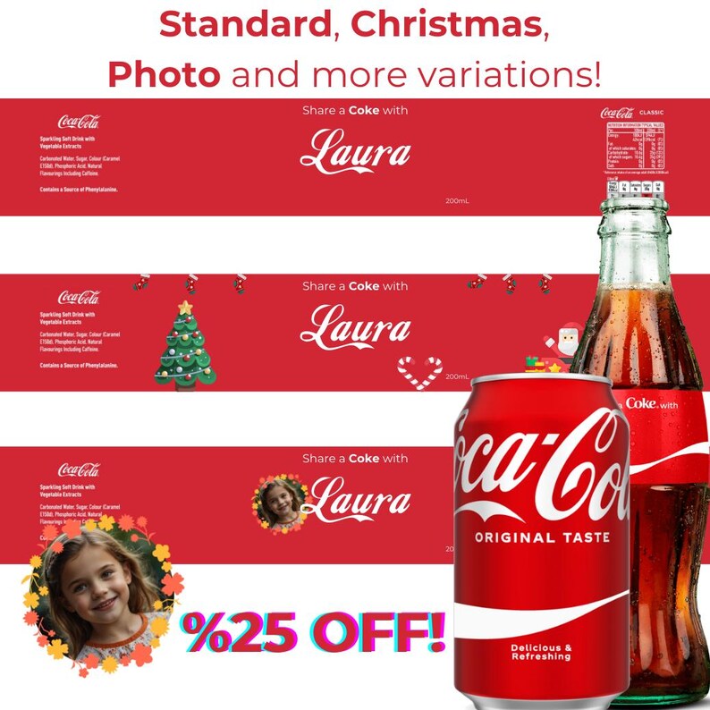 Digital Personalized Coca-cola Label Sticker, Coke Can Bottle for Happy ...
