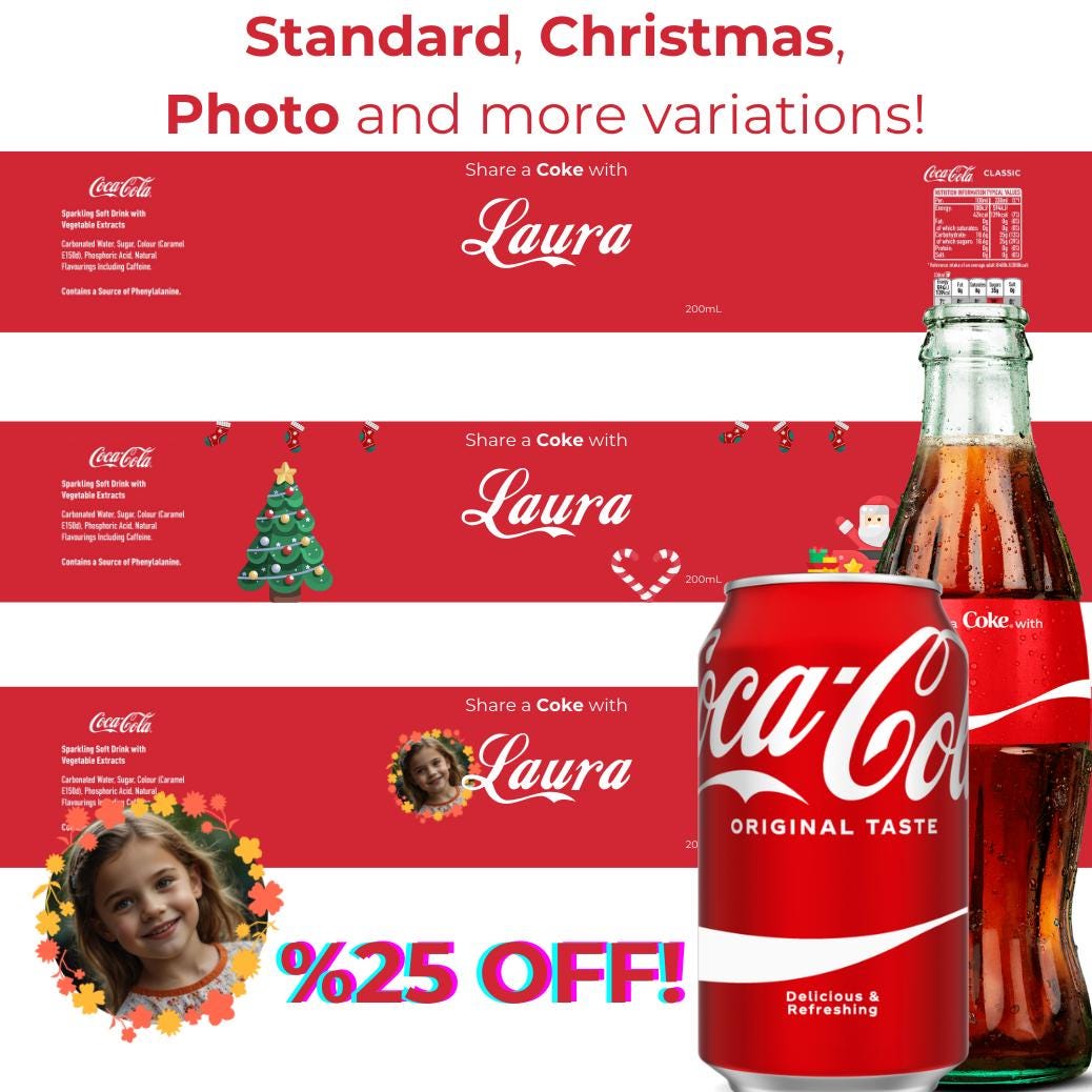 Digital Personalized Coca-cola Label Sticker, Coke Can Bottle for Happy ...