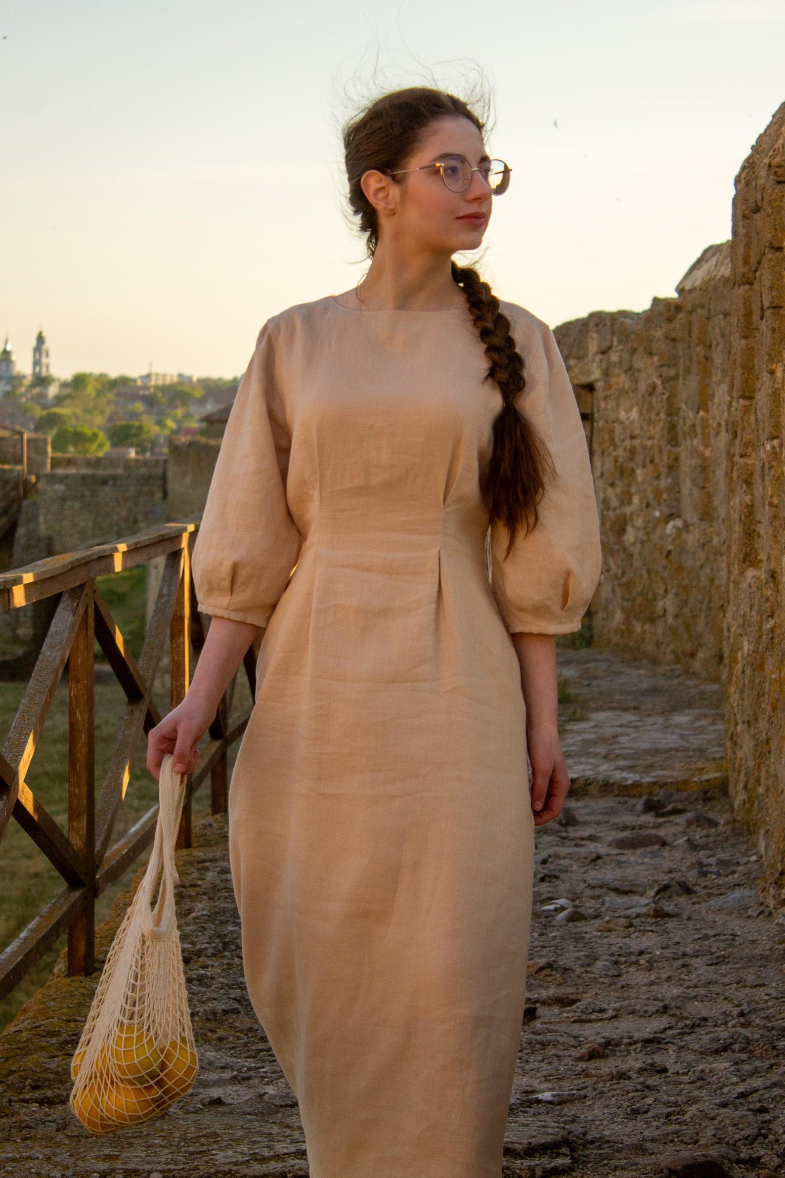 Modest Dress, Linen Midi Dress Women, Cottagecore Peasant Dress ...