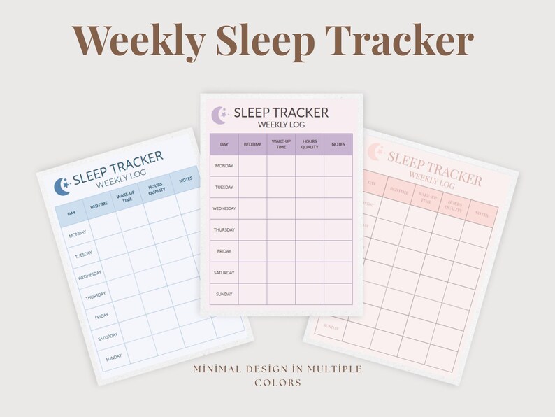 Printable Sleep Tracker - Weekly Sleep Log - 7-page Sleep Journal - A4 ...