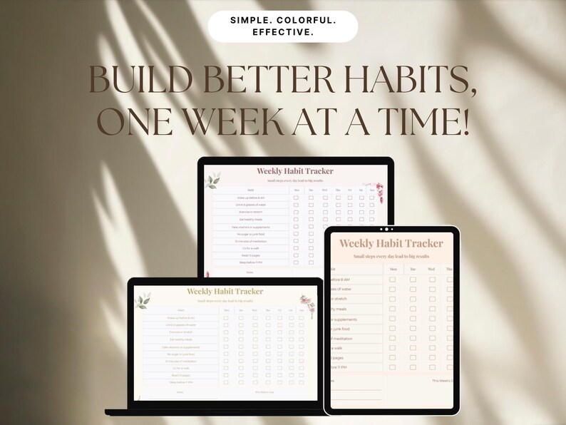 Weekly Habit Tracker – 7 Color Variations - A4 and US Letter ...