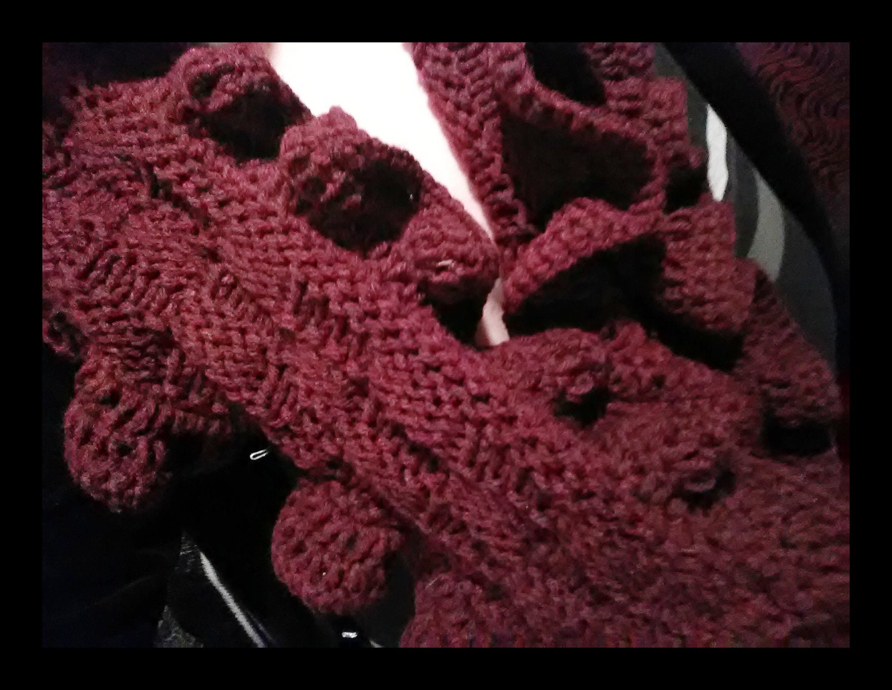 Ribbed Knit Ruffled Edge Cowl, Knitted Ruffle Cowl, Knitted Scarf ...