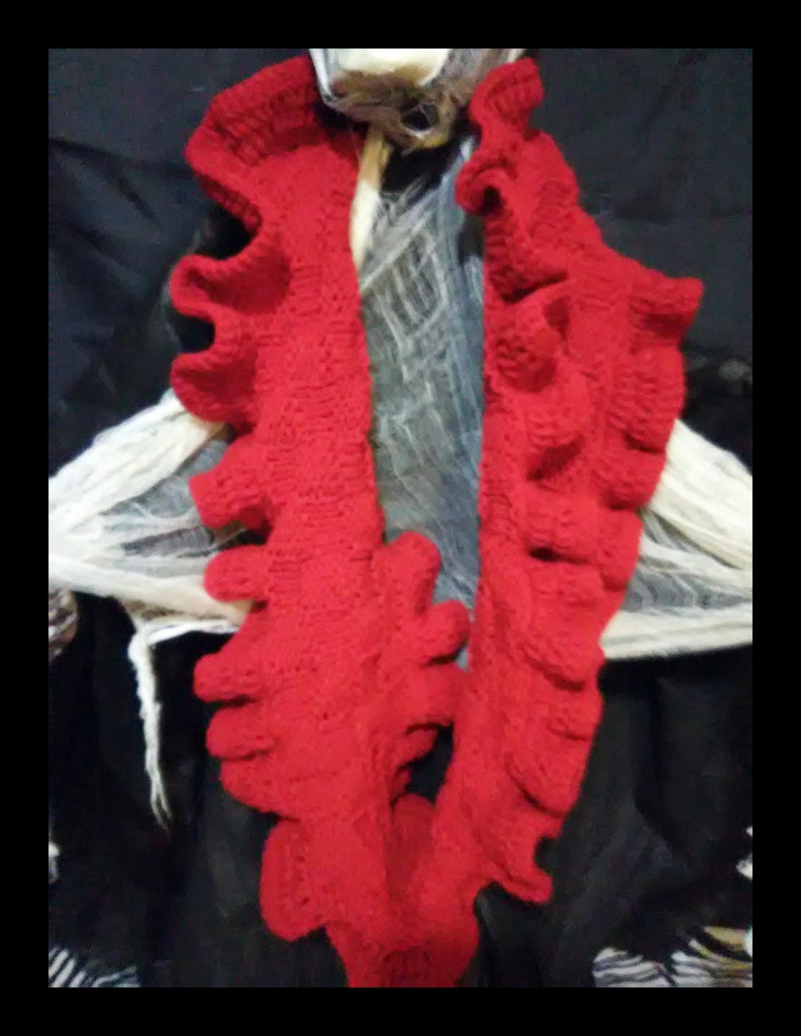 Ribbed Knit Ruffled Edge Cowl, Knitted Ruffle Cowl, Knitted Scarf ...
