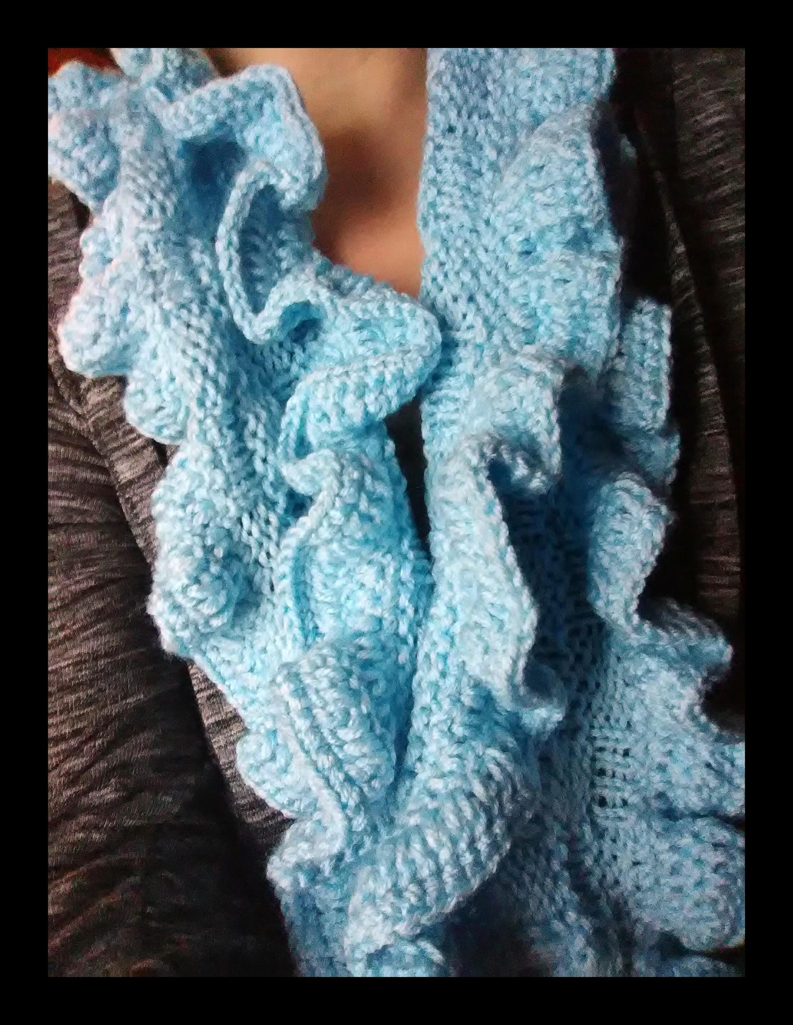 Ribbed Knit Ruffled Edge Cowl, Knitted Ruffle Cowl, Knitted Scarf ...