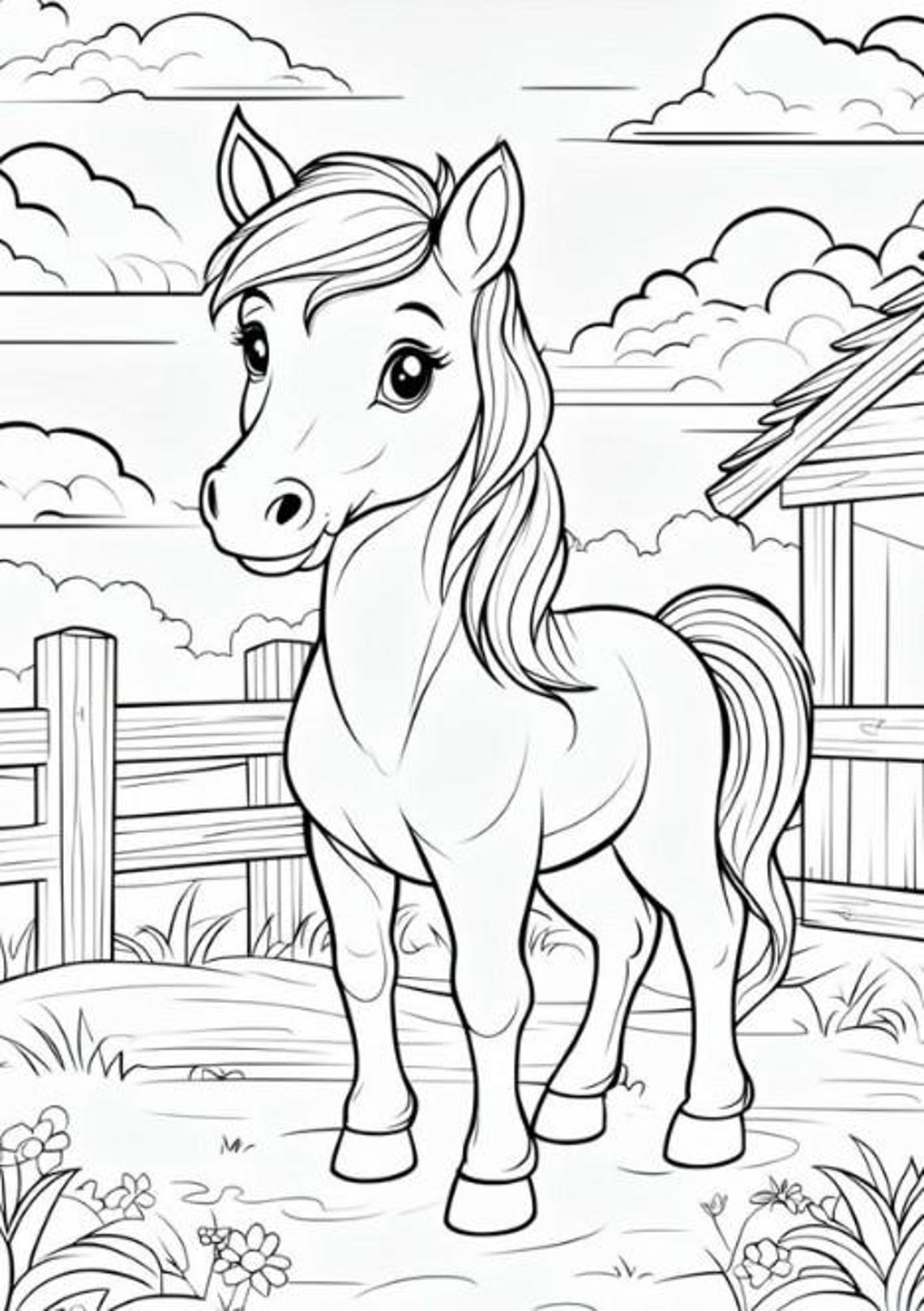 Horses Coloring Page, Kids Activity, Horse Coloring Page, Kids Activity ...