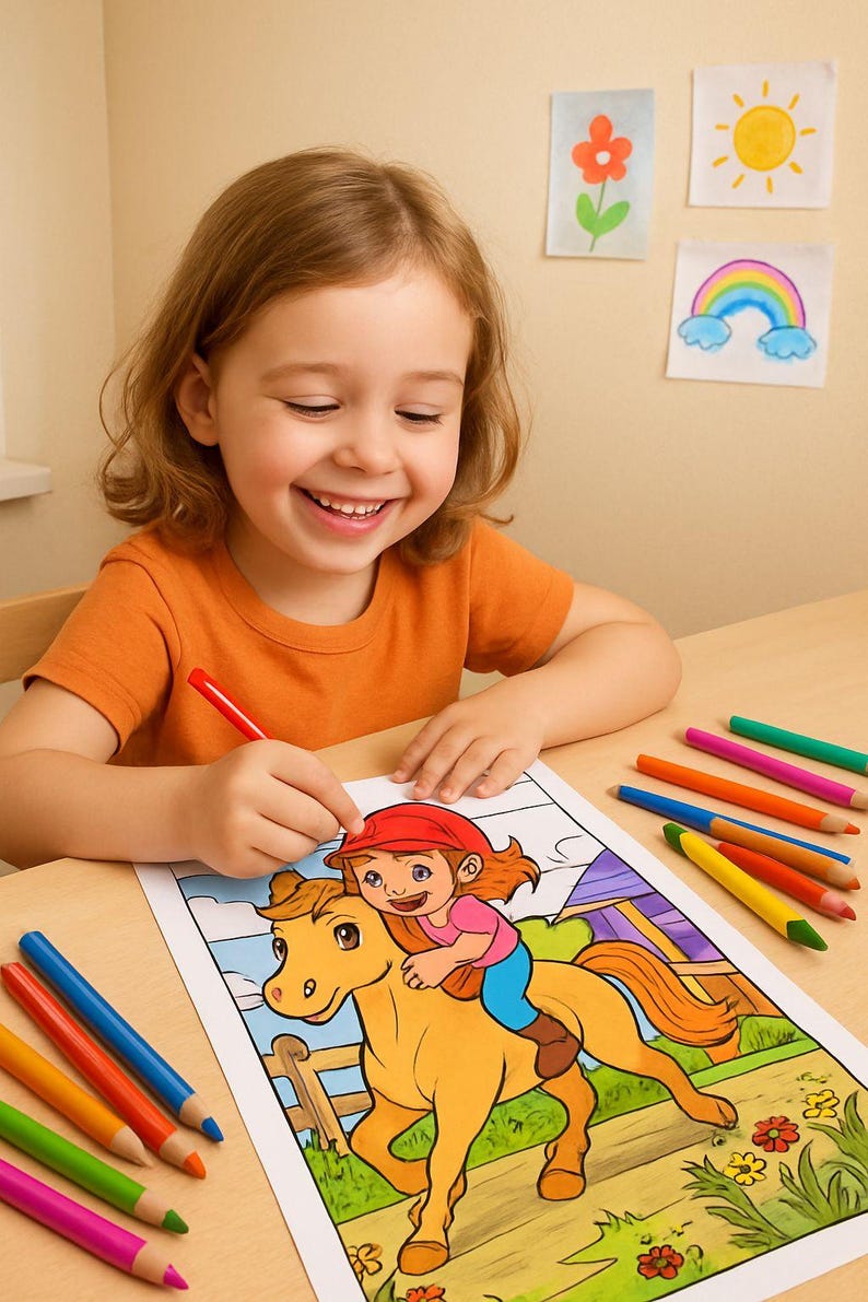 Horses Coloring Page, Kids Activity, Horse Coloring Page, Kids Activity ...
